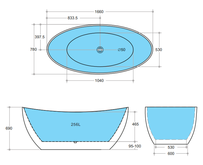 Evie | 1700mm High Back Freestanding Designer Bathtub Gloss White ...