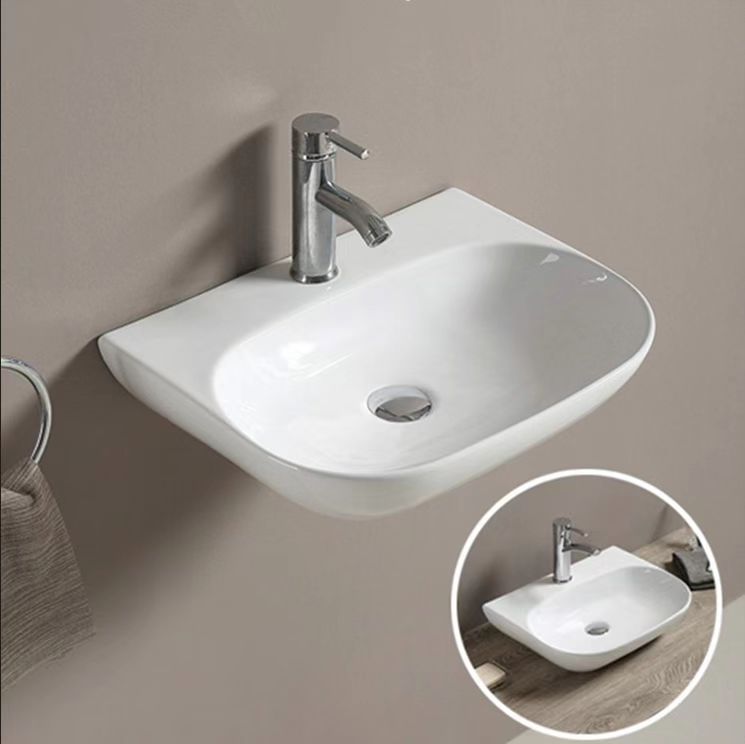 Poseidon | 500 x 385 x 120mm Gloss Oval Wall Hung Ceramic Basin ...