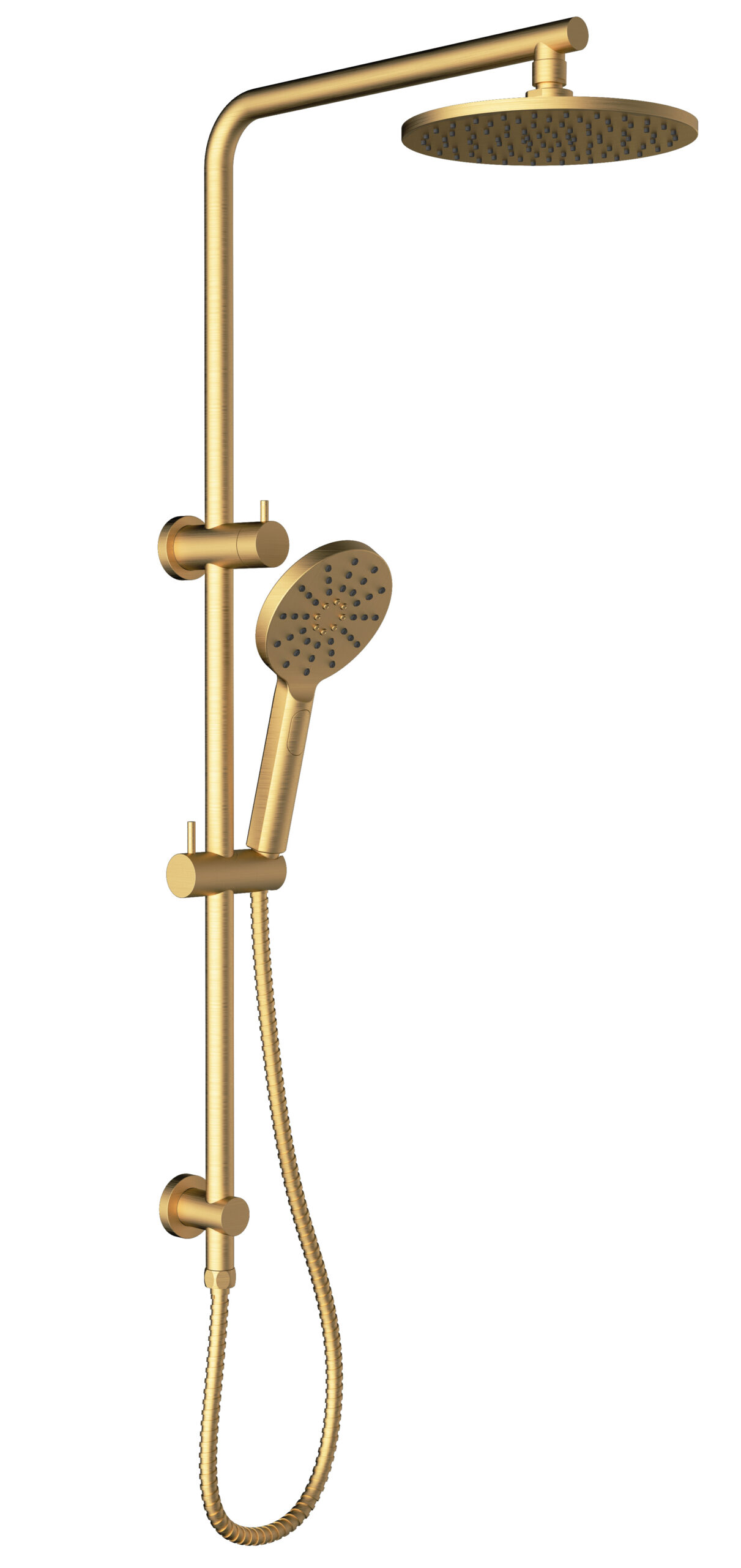 Cora | Round Multifunction Brushed Gold Shower Rail Set - Bathroom Upgrade