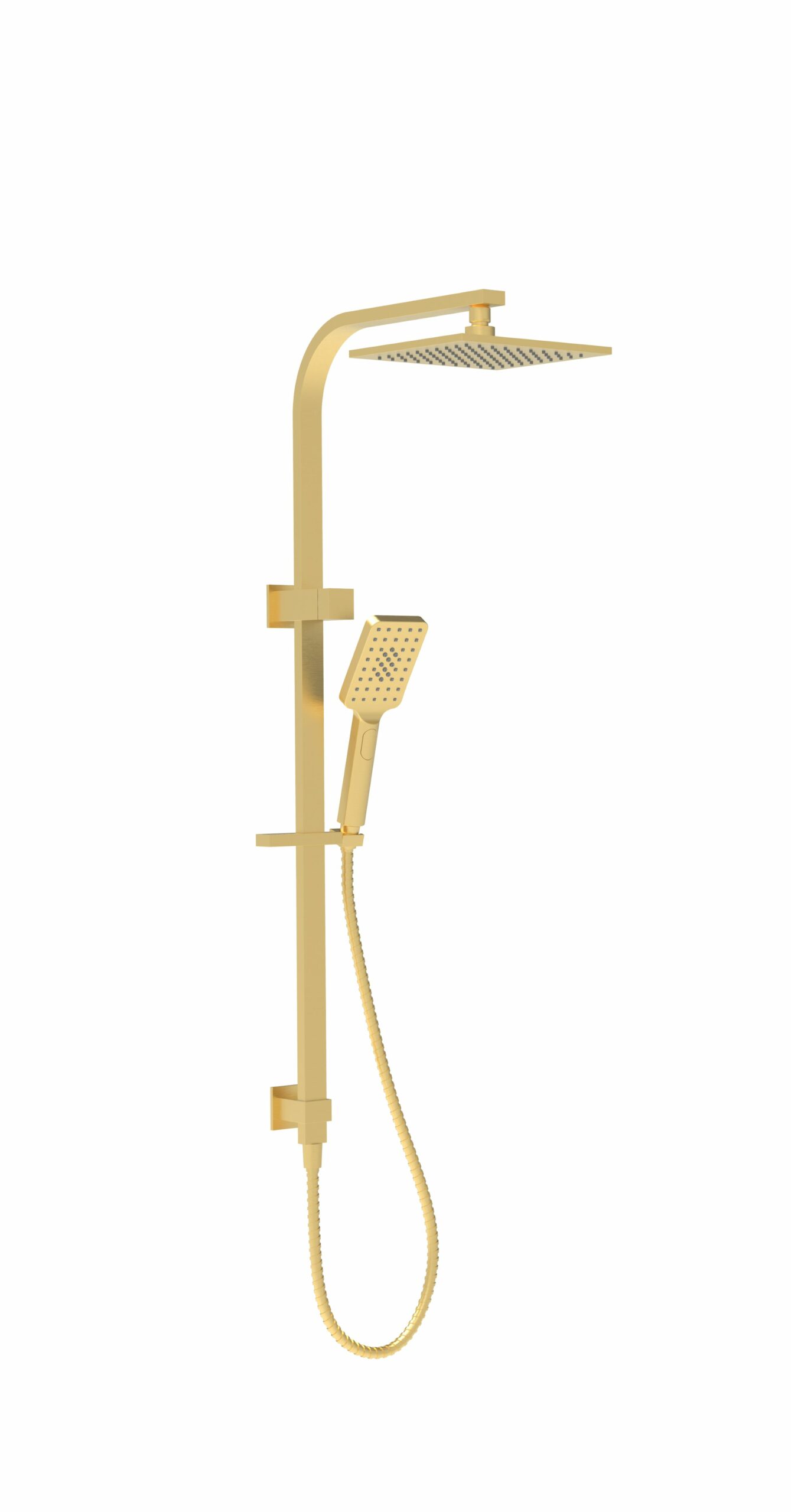 Eden | Square Multifunction Brushed Gold Shower Rail Set - Bathroom Upgrade
