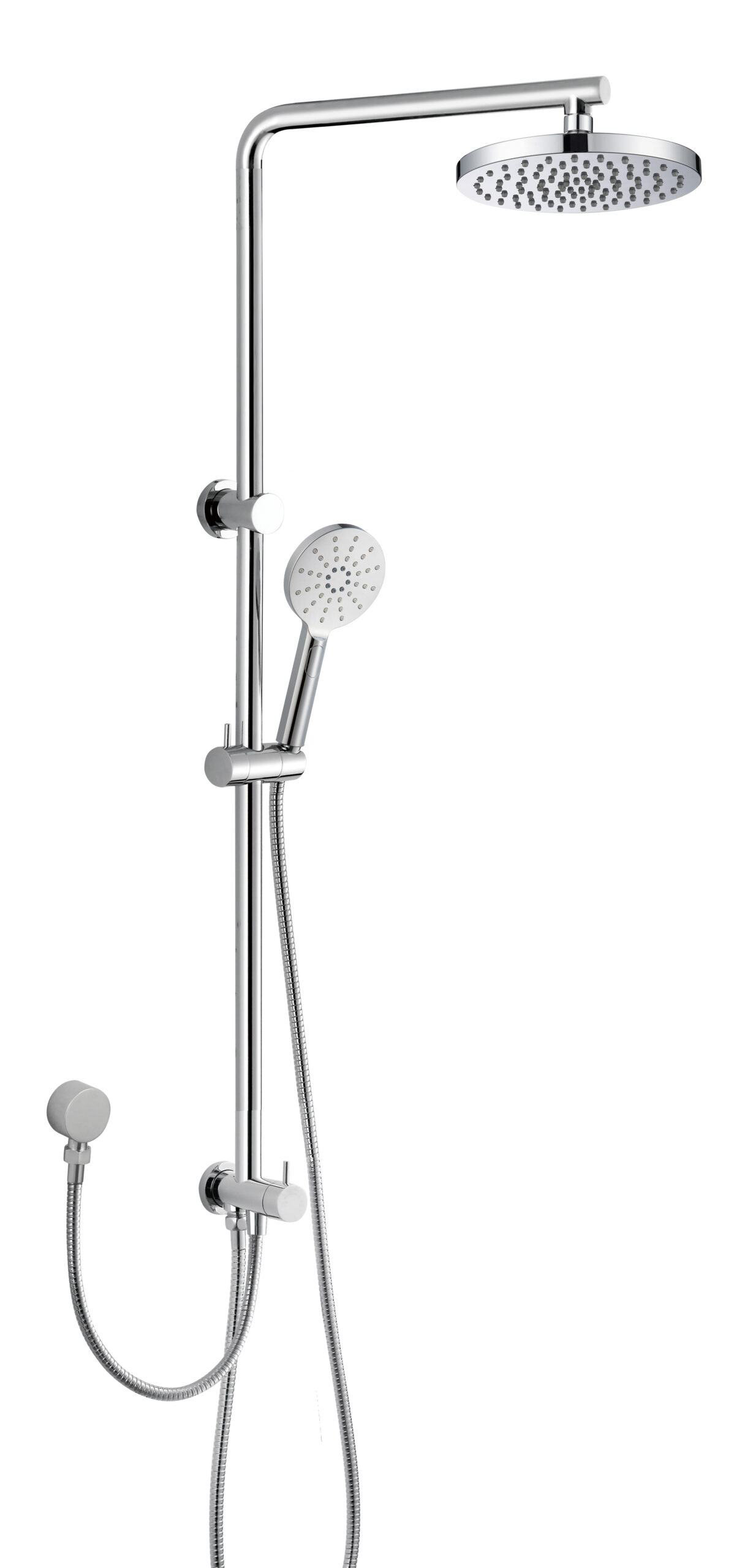Cora | Round Multifunction Chrome Full Rail Shower Set ( Two Hoses ...