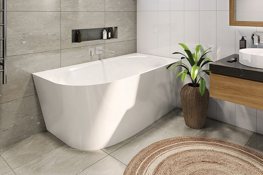 Decina | Natalia Corner 1500mm Freestanding Back to Corner Bathtub ...