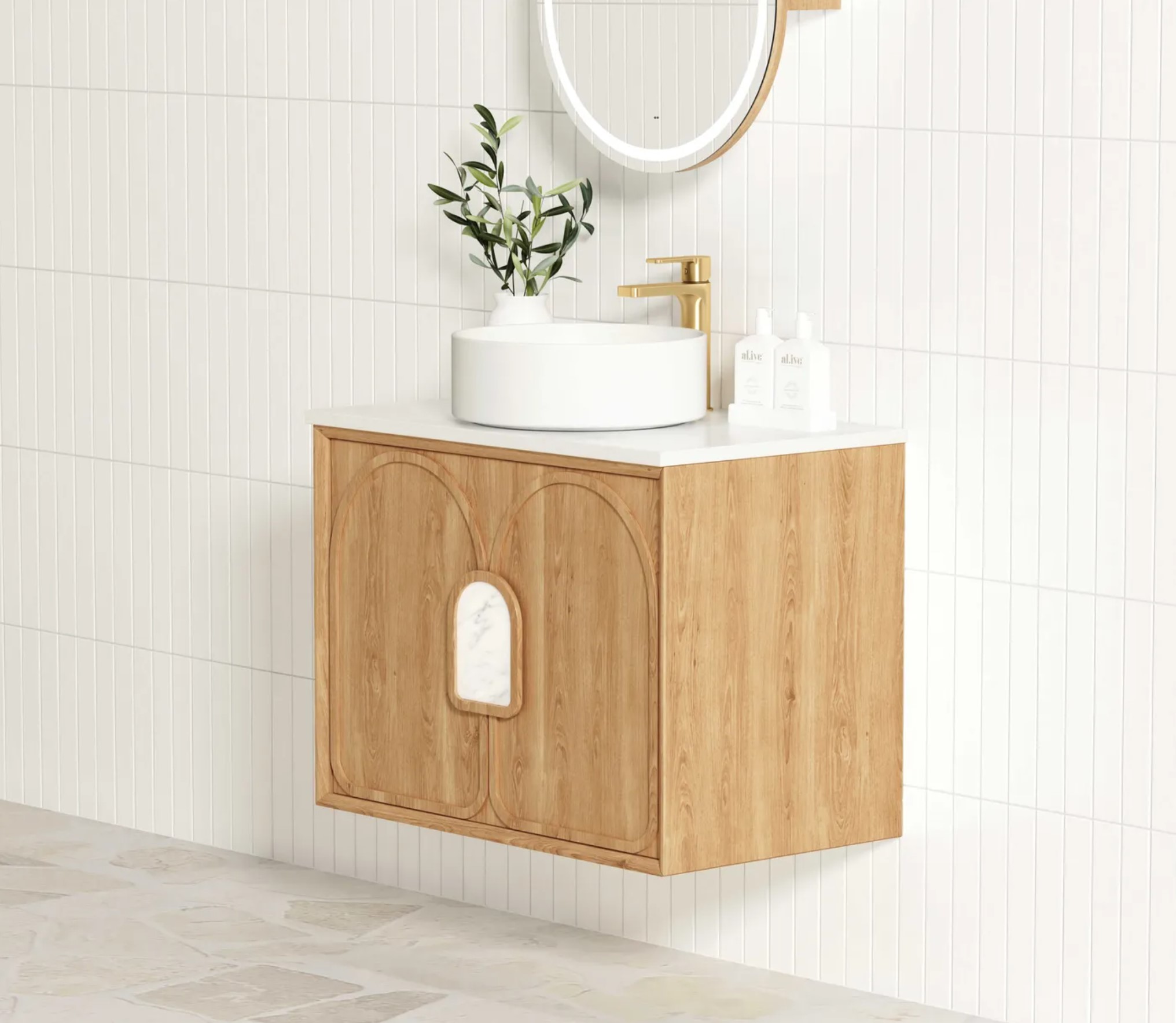 Otti Australia | Laguna Woodland Oak 600mm Wall Hung Vanity - Bathroom ...