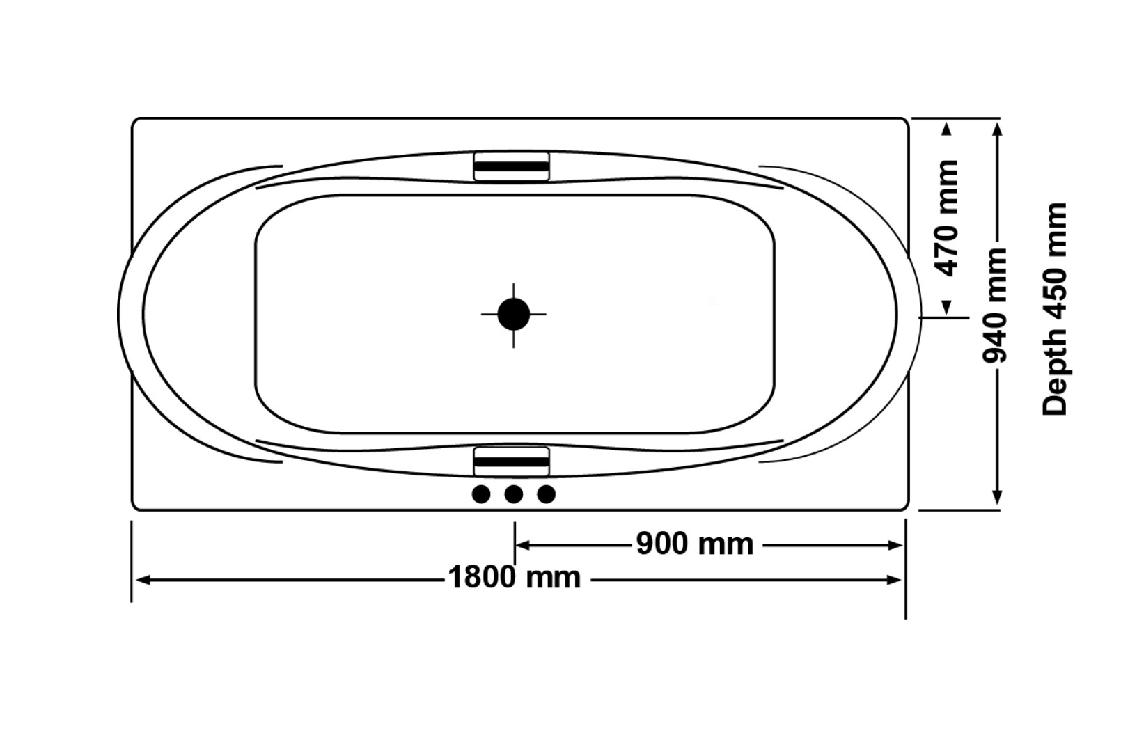 Broadway | Castilla 2 Person Drop In Built In Spa Bath 1800 x 940 x 450 ...