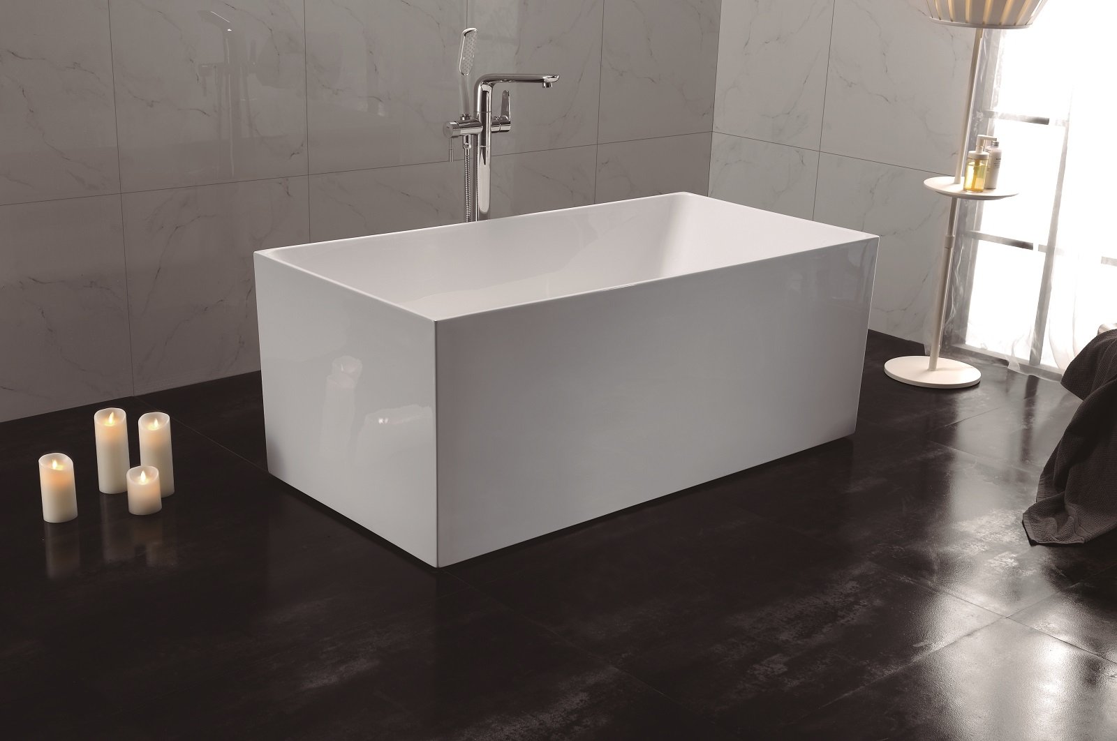 Lotus | Square 1500mm Multi-fit Freestanding Bathtub Gloss White ...