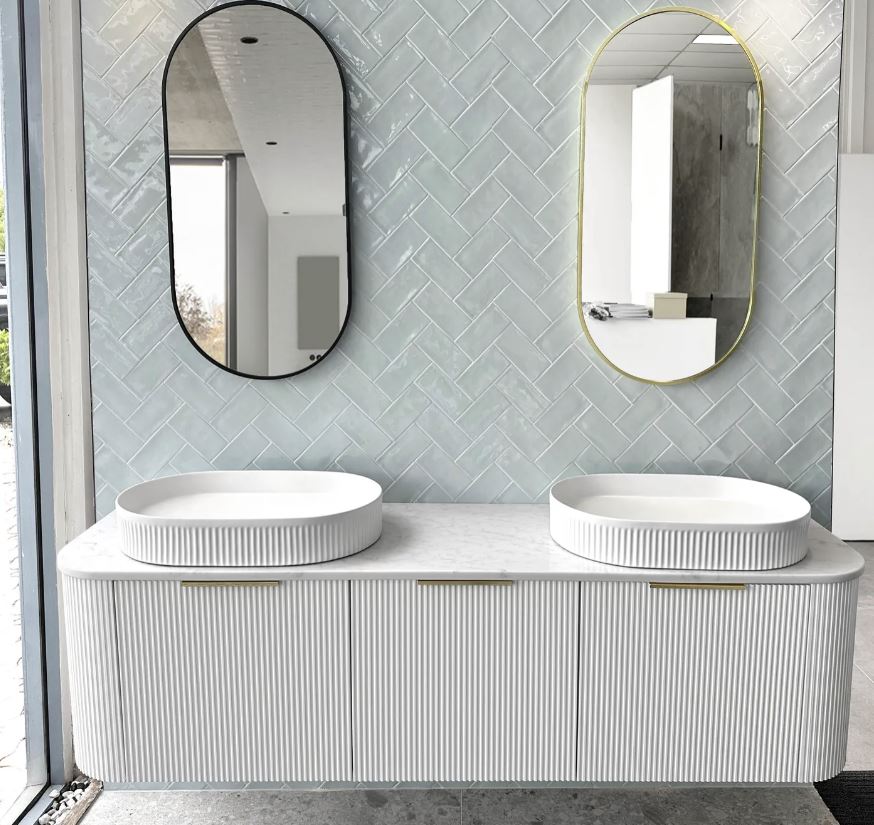 Otti Australia | Bondi Fluted Matte White 1800mm Wall Hung Curved ...