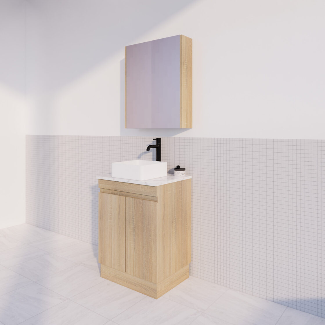 Forest | 600mm Natural Oak Woodgrain Freestanding Floor Vanity ...