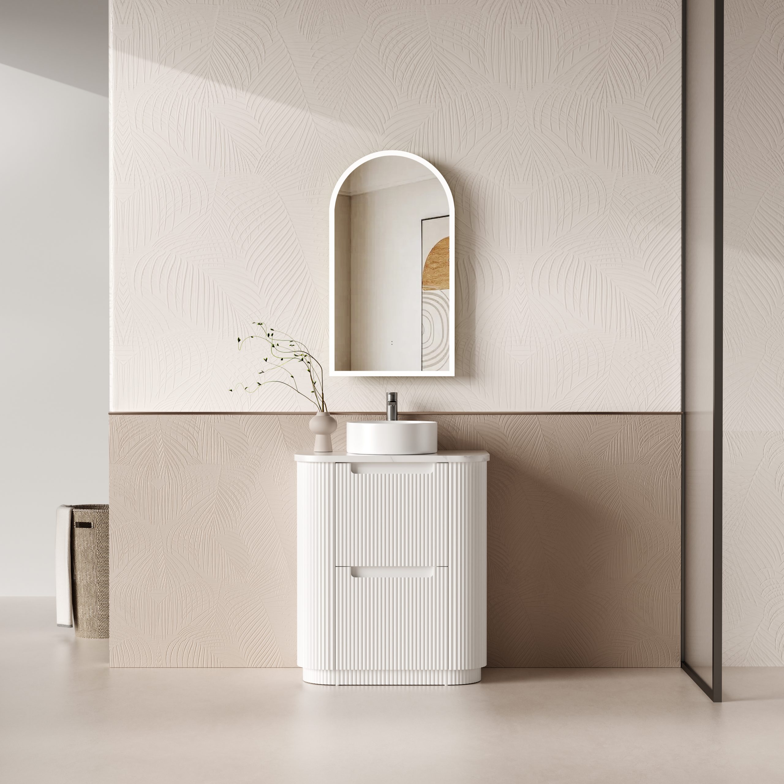 Aulic | Curva 750mm Matte White Fluted Free Standing Curved Vanity ...