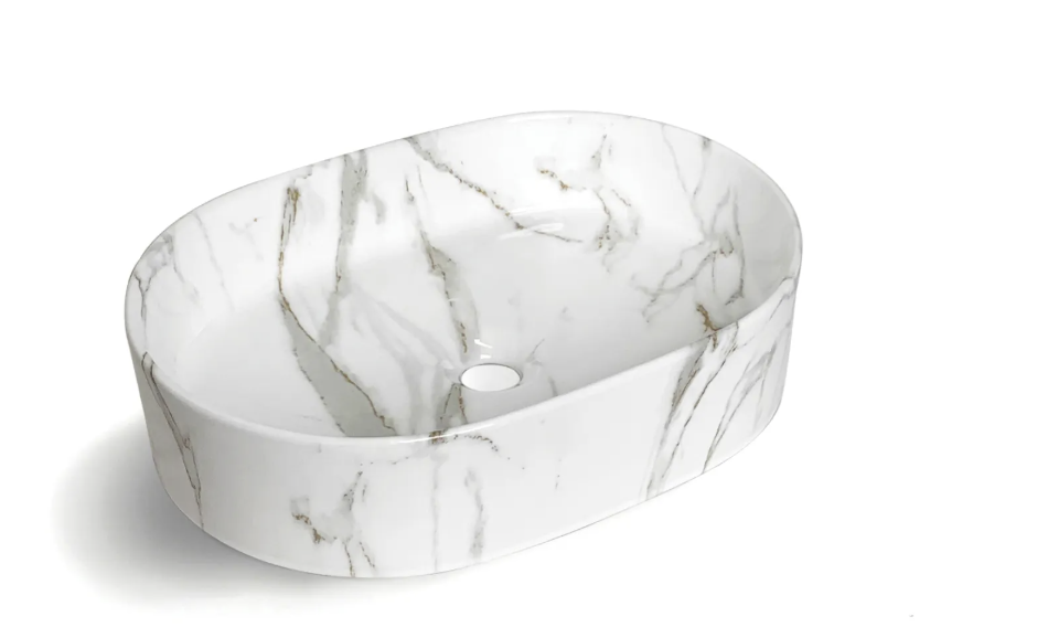 Otti Australia | Quay Oval Gloss Carrara Basin 500mm - Bathroom Upgrade