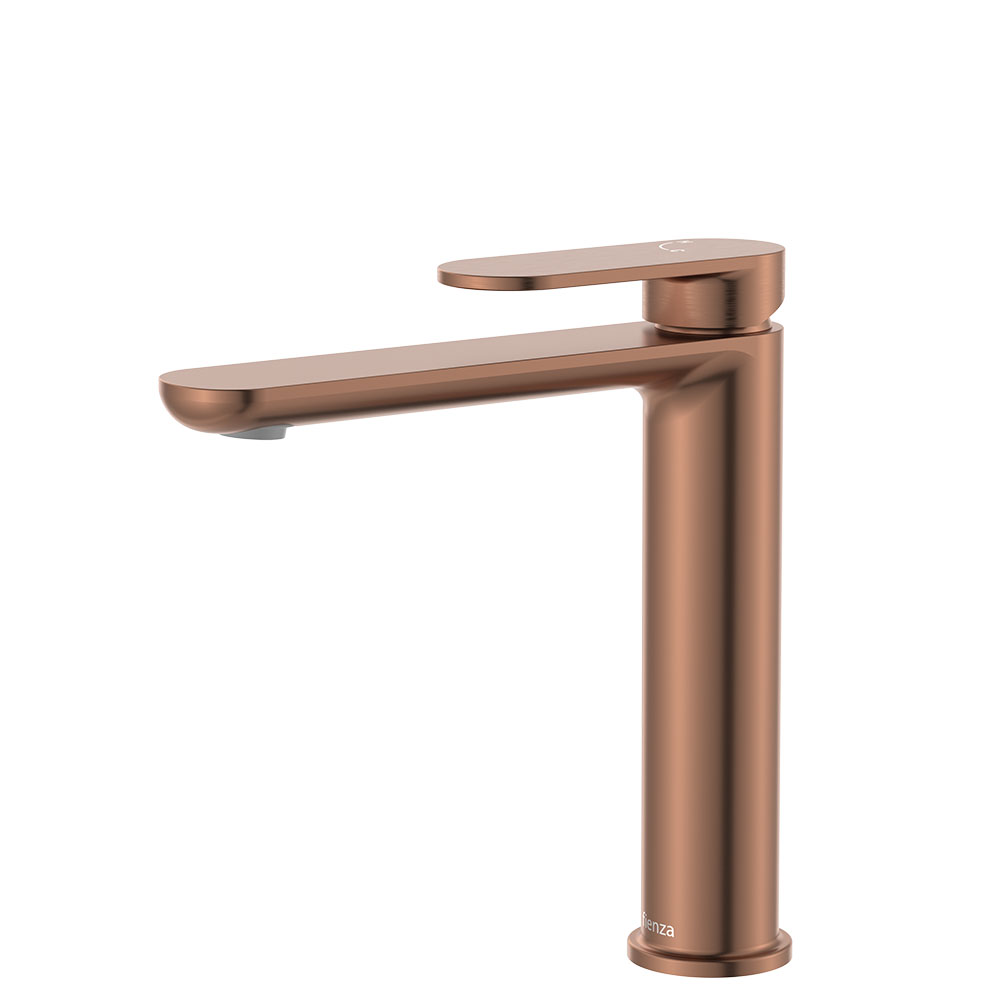 Empire | Brushed Copper Slim Cold Start Medium Basin Mixer - Bathroom ...